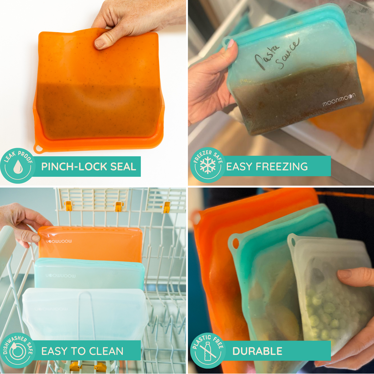 Reusable Silicone Food Bags - Batch Cooking & Sous Vide | Moonmoon